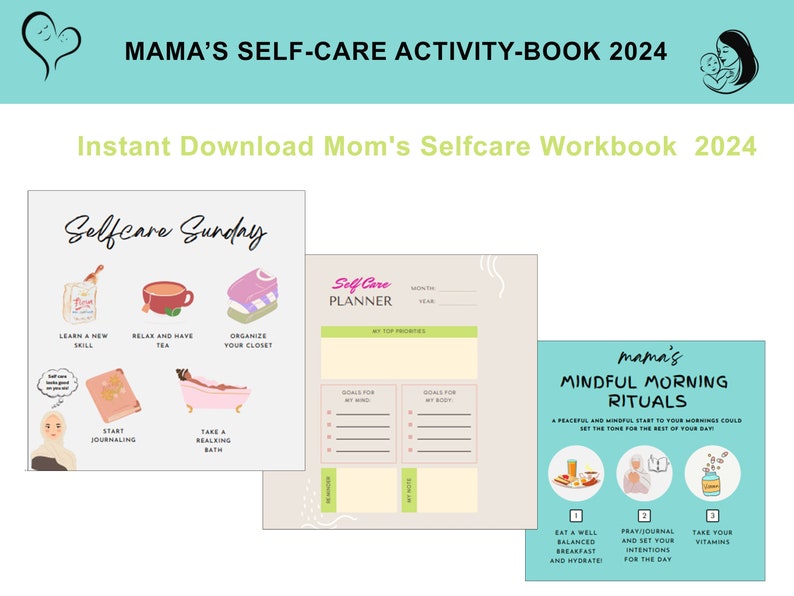 Mom's Printable Journal 2024 Digital Selfcare Workbook Selflove Journal ...
