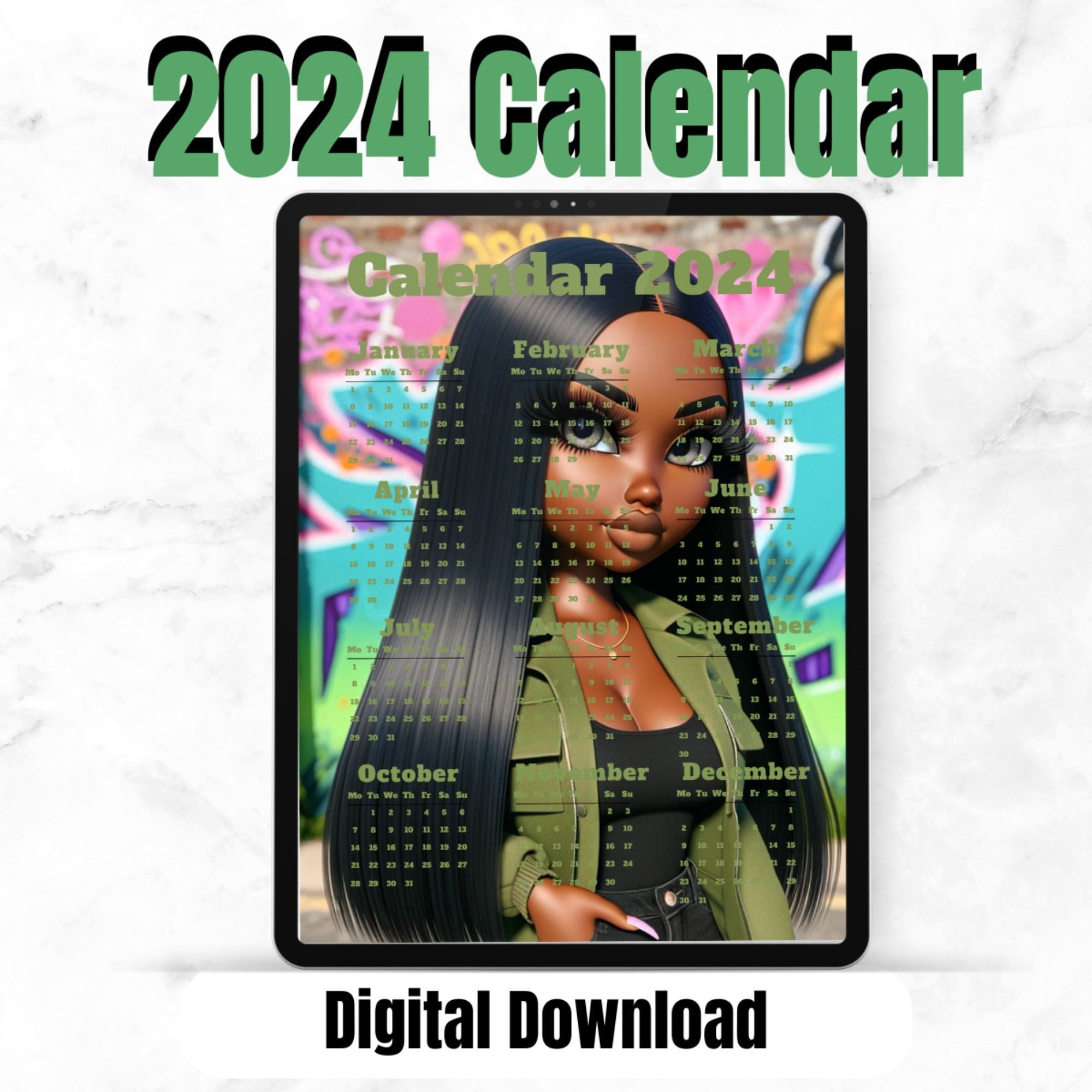 Black Urban Girl Calendar for 2024 for African American Girls and Women ...
