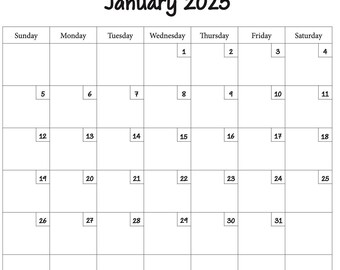Blank Printable Calendar Template - 8.5x11 - Digital Download - Etsy