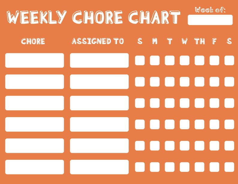 Family Weekly Chore Chart – Fun, Printable Organizer for Kids and ...