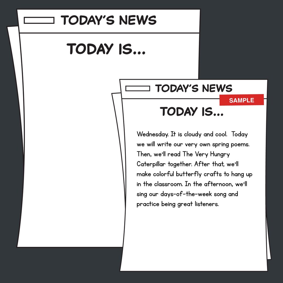 Classroom Newsletter Printable PDF - Today's News 8.5x11 Digital ...