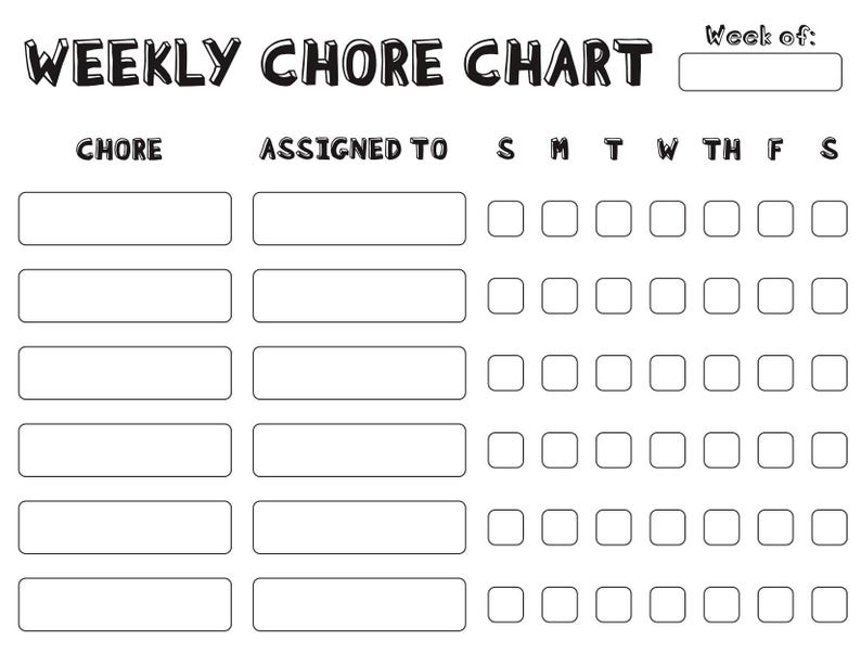 Family Weekly Chore Chart – Fun, Printable Organizer for Kids and ...