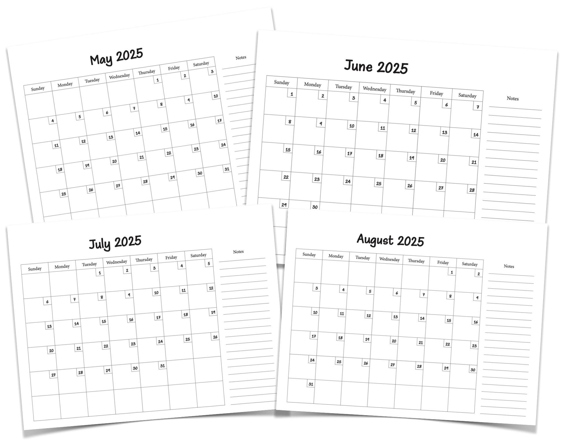 2025 12-month Printable Calendar Template - 8.5x11 Digital Download - Etsy