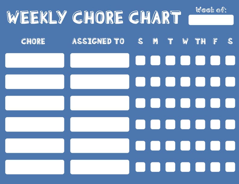Family Weekly Chore Chart – Fun, Printable Organizer for Kids and ...