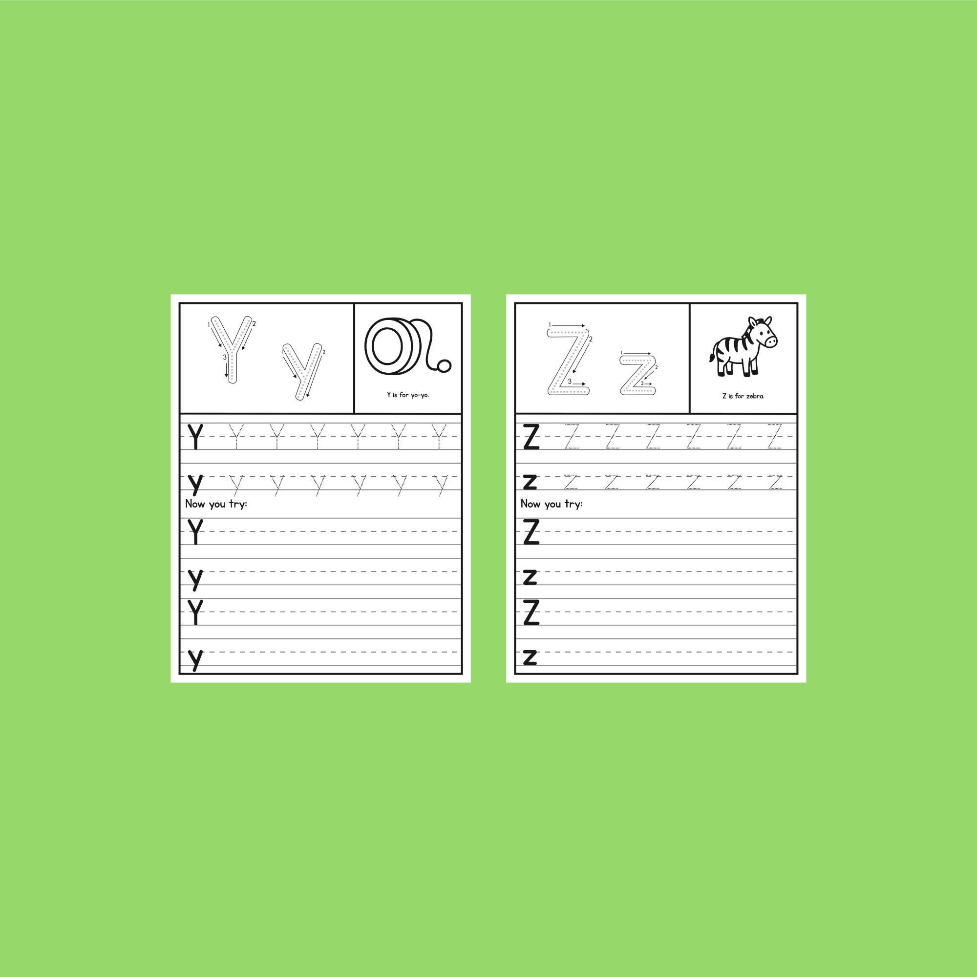 Alphabet Tracing Worksheets A-Z: Coloring Pictures, Preschool ...