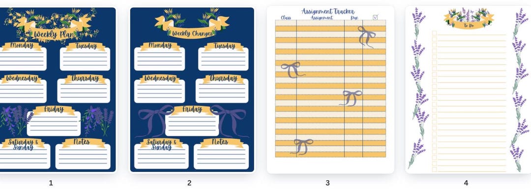 Weekly Floral Planner + Assignment Tracker + to Do List - Etsy