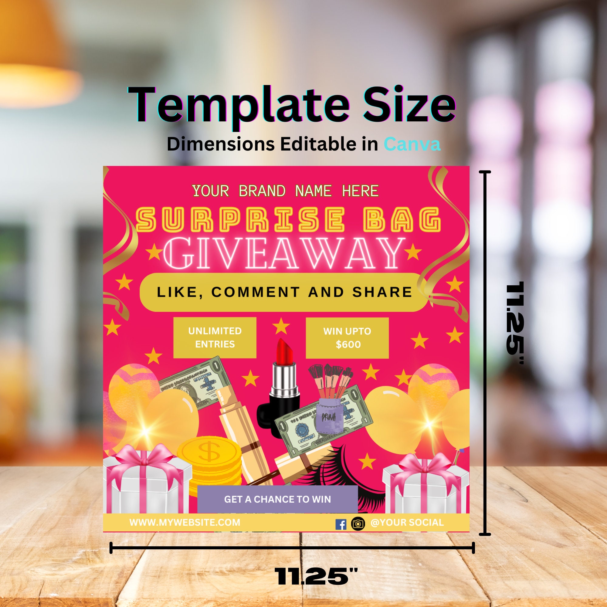 Giveaway Flyer, DIY Flyer Template Design, Raffle Ticket Flyer, Prize ...