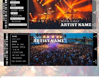 Concert Ticket Template, Editable Concert Ticket Template, Custom ...