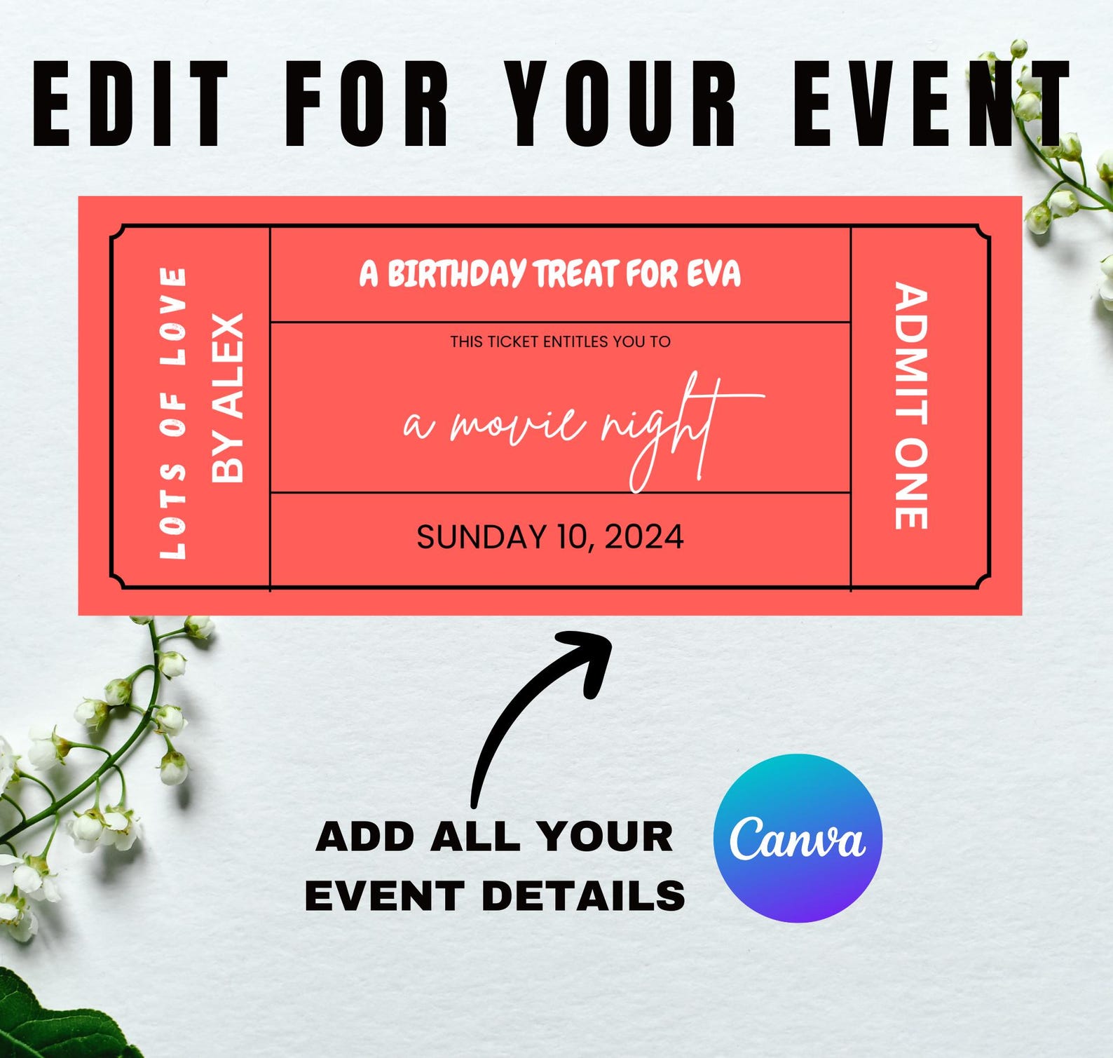 Editable Coloured Gift Vouchers , Print at Home Birthday Voucher , Date ...