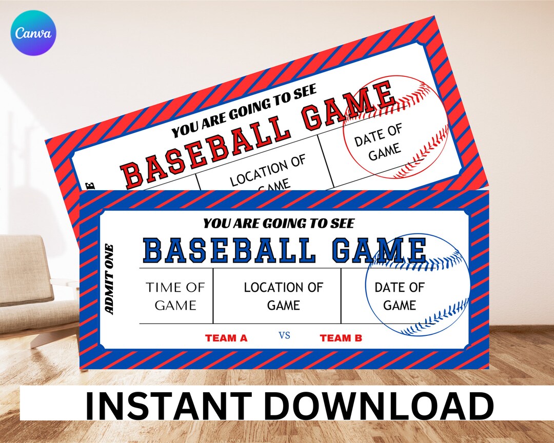 Baseball Game Gift Certificate Coupon - INSTANT DOWNLOAD - EDITABLE ...