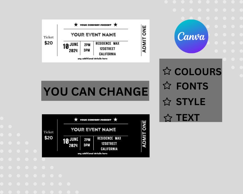 Editable Event Ticket, Event Ticket Printables, Editable Event Ticket ...