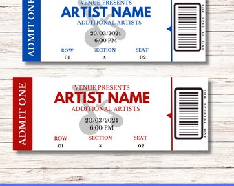 Concert Ticket Digital Download Template Fully Customizable for Print ...