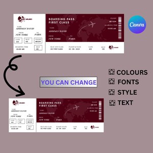 Elegant White and Burgundy Boarding Pass Ticket Folder,travel Wallet ...