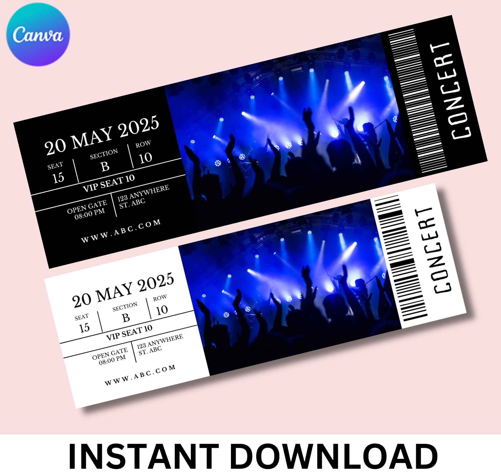 Editable Concert Template , Event Ticket , Printable Event Ticket ...