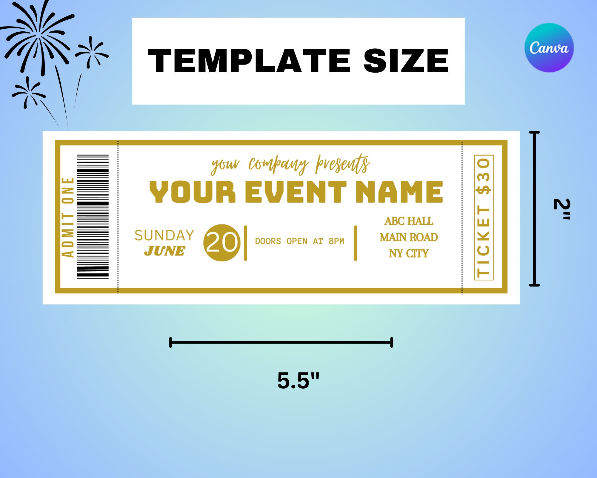 EDITABLE Event Golden Ticket Printable INSTANT DOWNLOAD Event Ticket ...