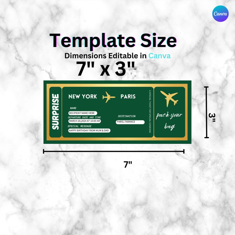 Editable Surprise Trip Ticket, Surprise Boarding Coupon Pass, Event ...