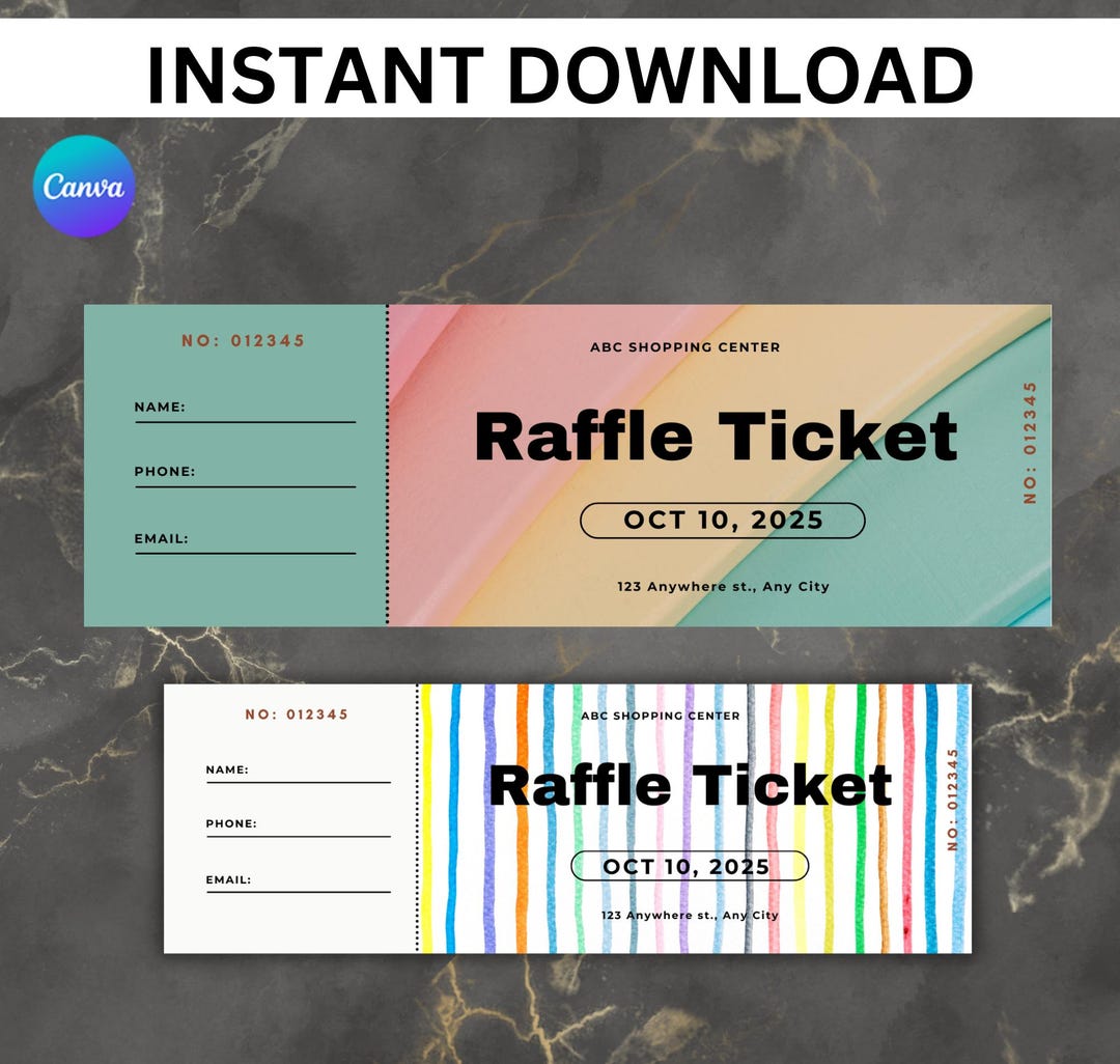 Editable Raffle Ticket, Customizable Raffle Ticket, Event Raffle Ticket ...