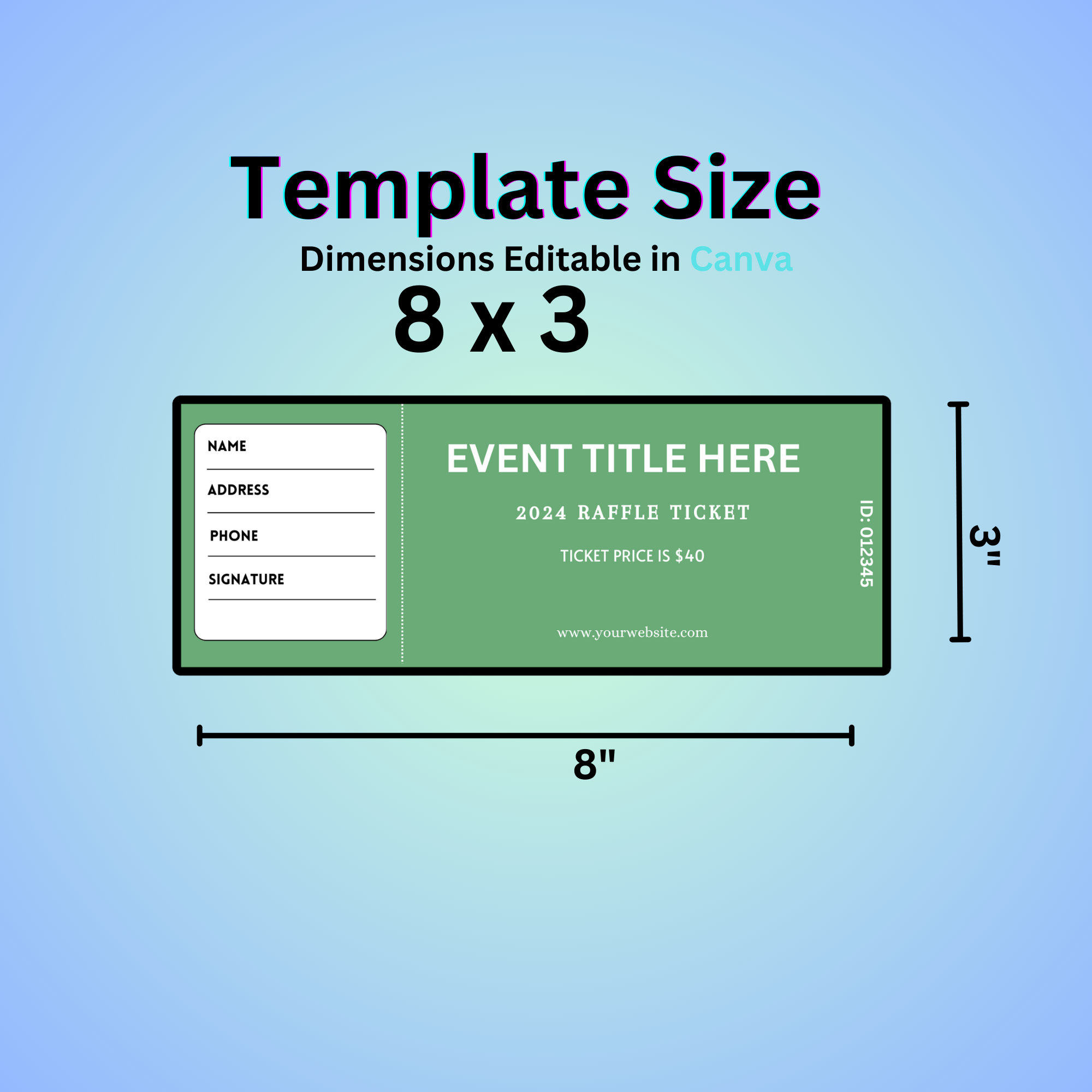 Editable Raffle Ticket, Event Raffle Ticket, Customizable Raffle Ticket ...
