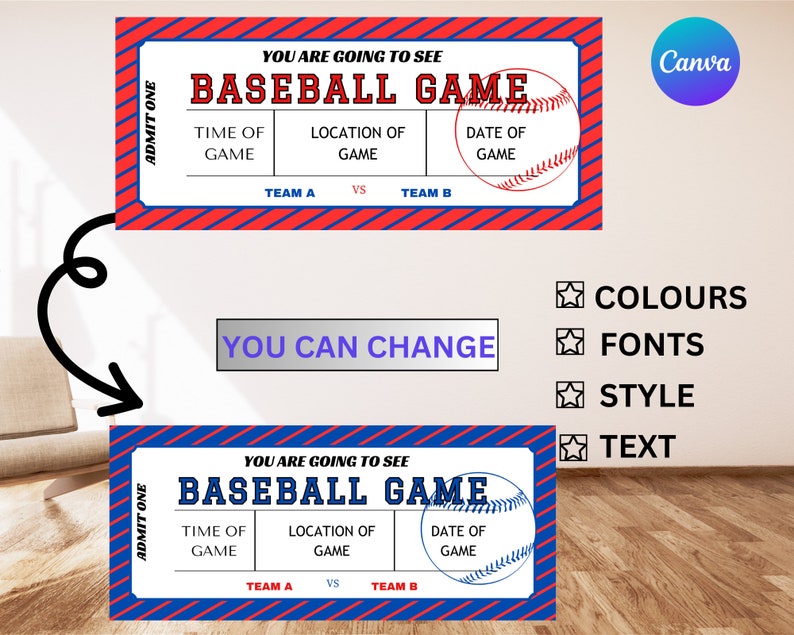 Baseball Game Gift Certificate Coupon - INSTANT DOWNLOAD - EDITABLE ...