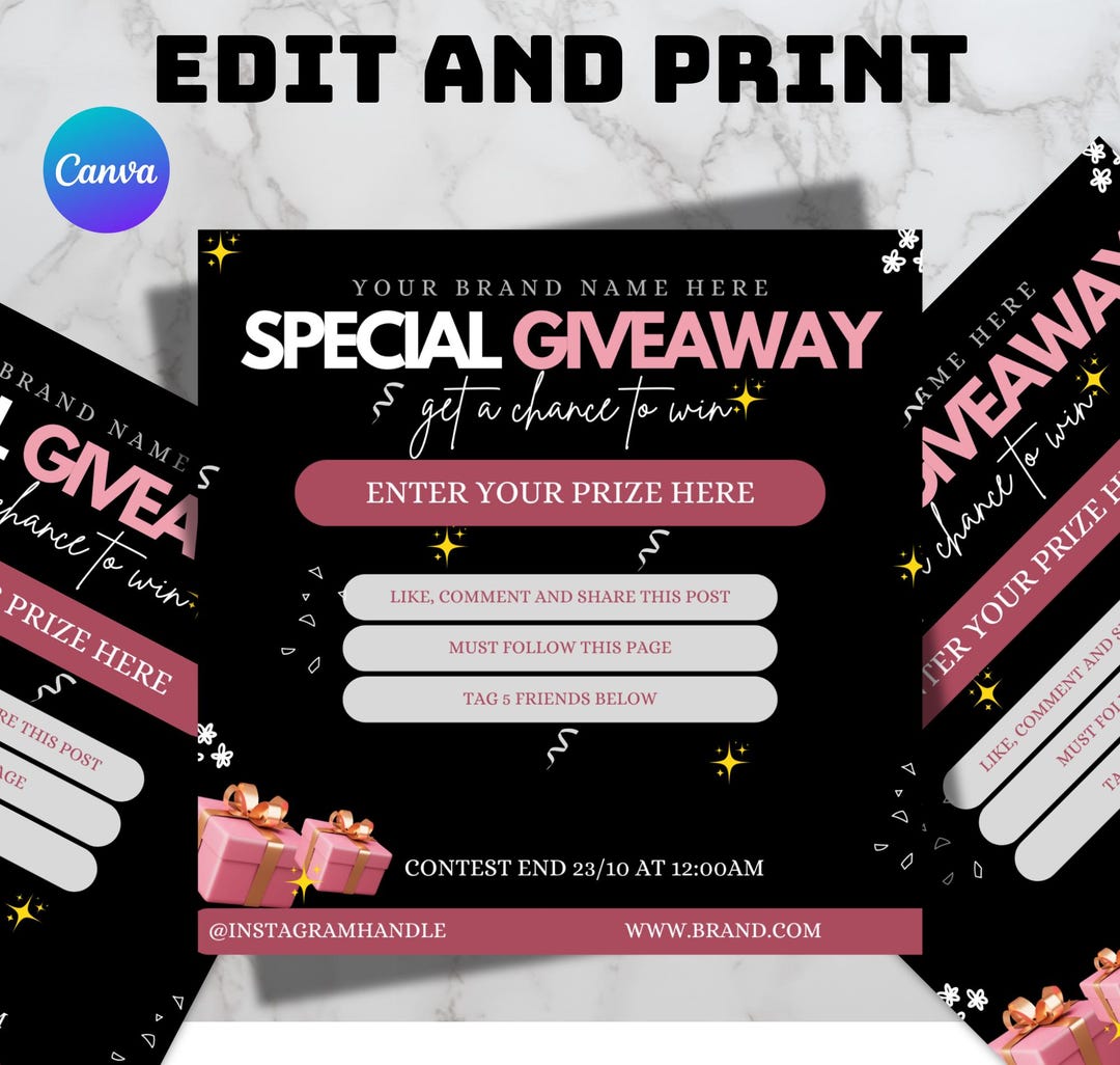 Giveaway Flyer, DIY Flyer Template Design, Raffle Ticket Flyer, Prize ...