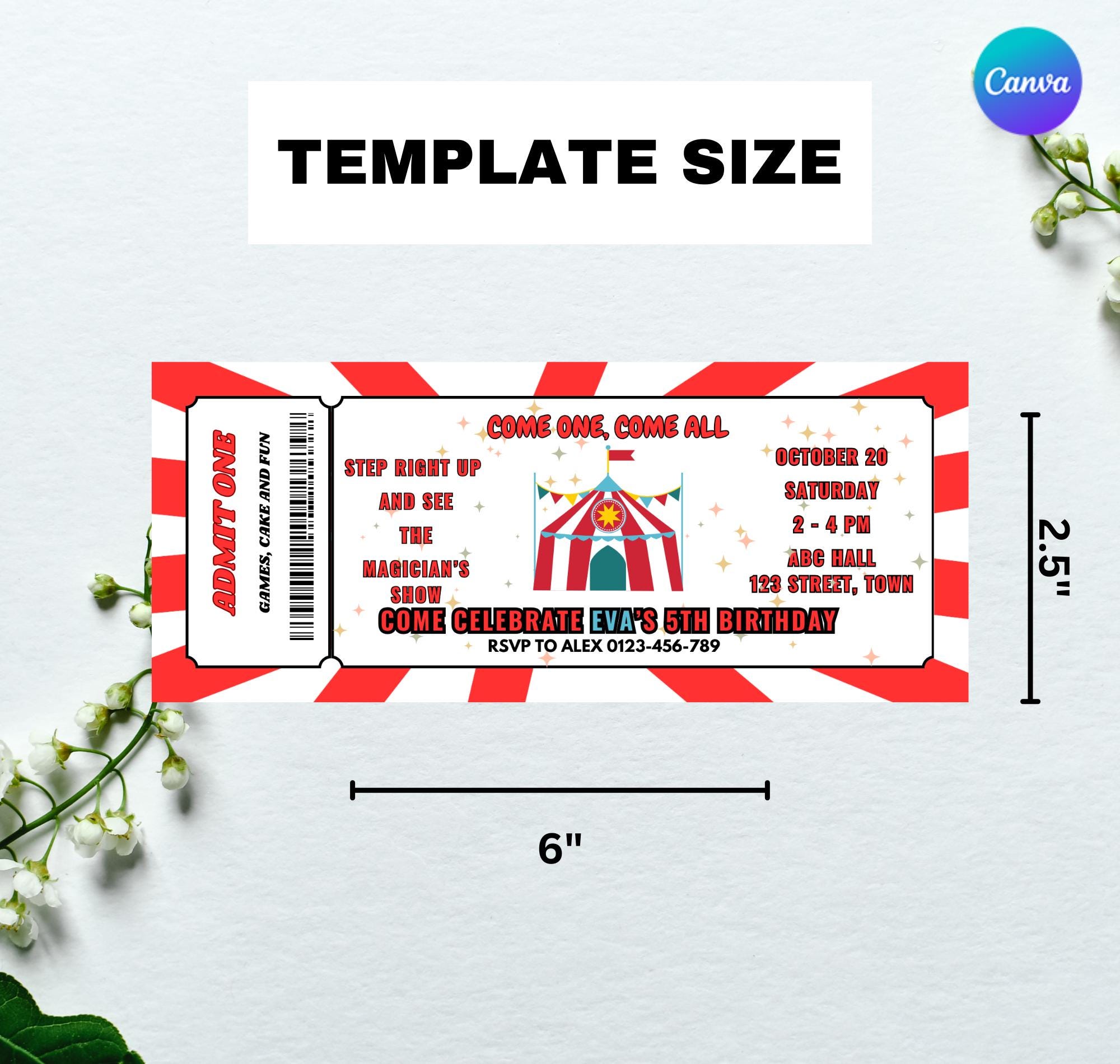Circus Theme Editable Printable Template, Circus Invitation, Instant ...