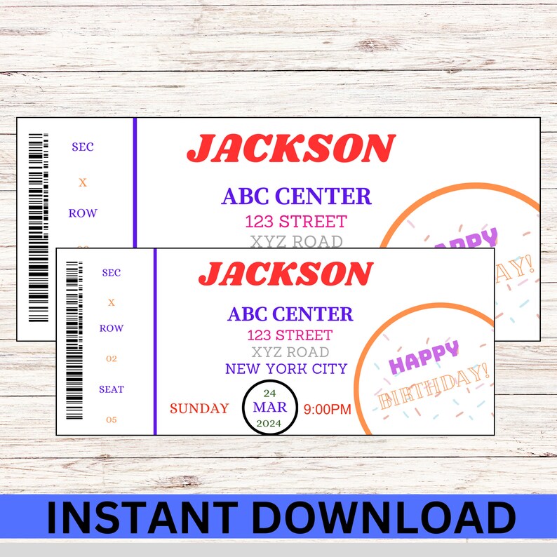 Editable Concert Ticket Canva Template, Printable Event Ticket, Custom Concert Ticket Invitation ...