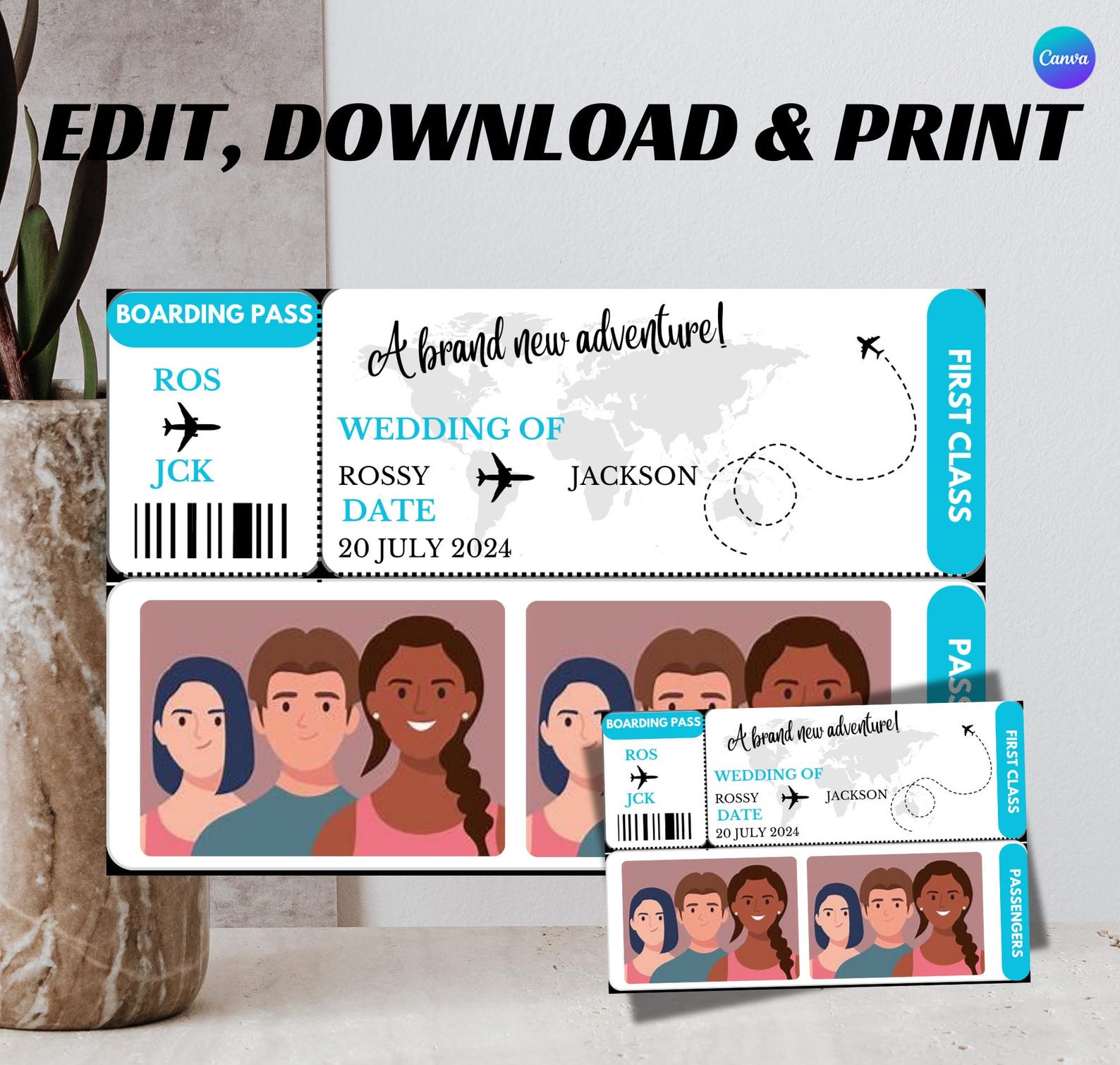 Flight Travel Photo Booth Plane Ticket Template Frame Theme , Customise ...
