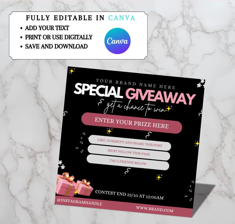 Giveaway Flyer, DIY Flyer Template Design, Raffle Ticket Flyer, Prize ...