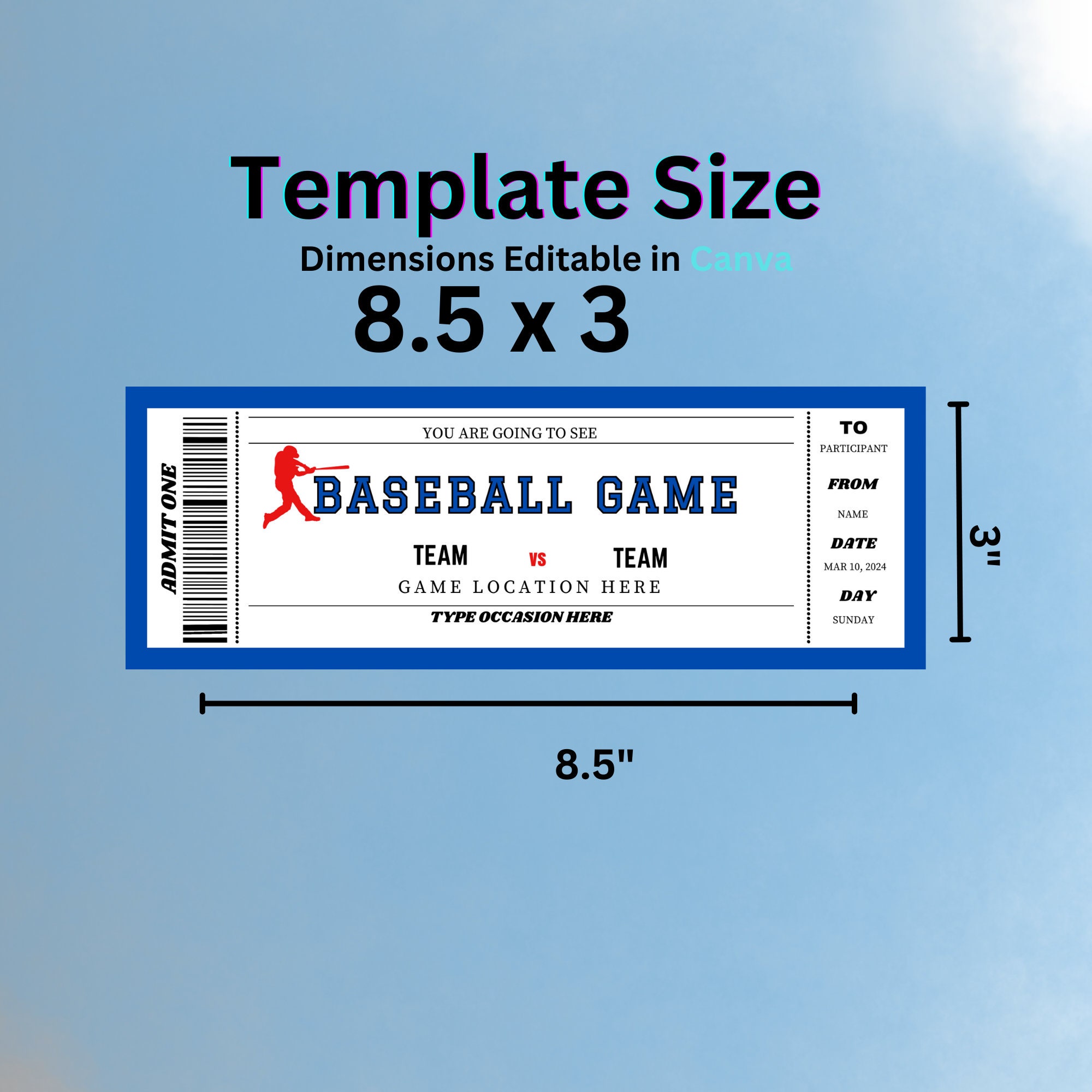 Printable Baseball Tickets, Surprise Tickets, Baseball Ticket Template ...