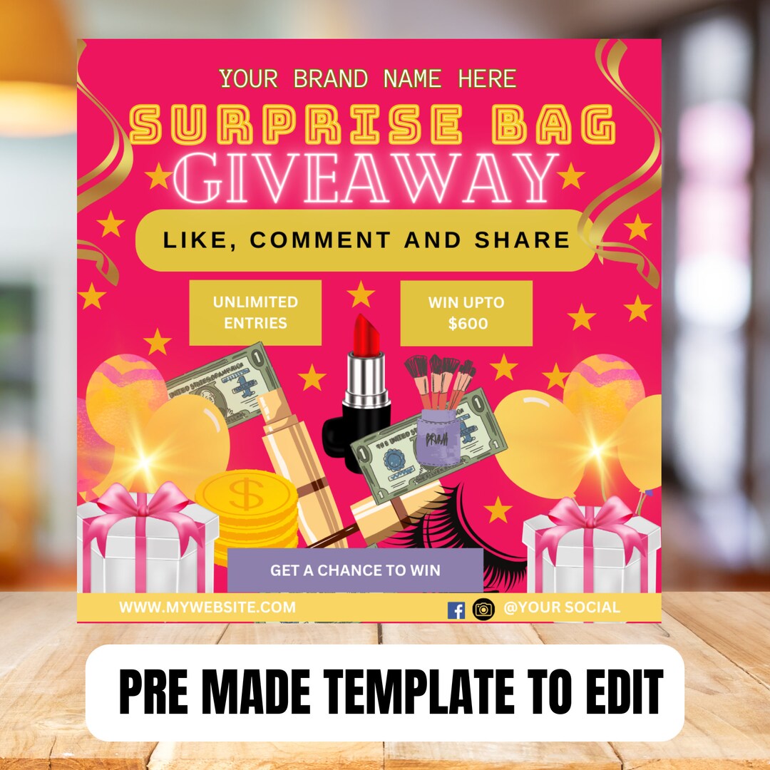 Giveaway Flyer, DIY Flyer Template Design, Raffle Ticket Flyer, Prize ...