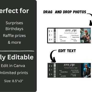 Editable Concert Ticket Template, DIY Event Ticket, Custom Concert ...