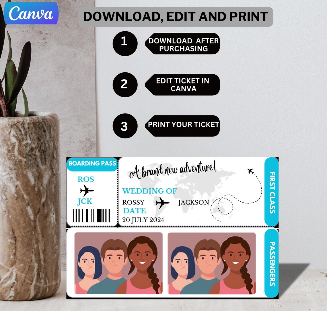 Flight Travel Photo Booth Plane Ticket Template Frame Theme , Customise ...