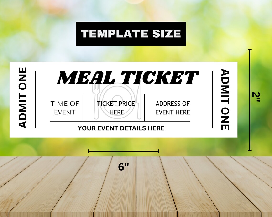 Editable Food Event Ticket, Food Ticket Printables, Editable Meal ...