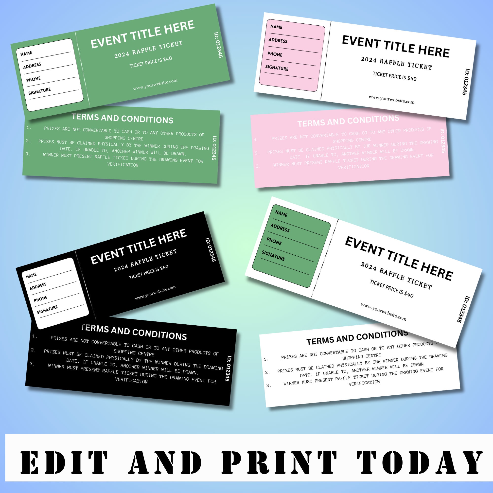 Editable Raffle Ticket, Event Raffle Ticket, Customizable Raffle Ticket ...