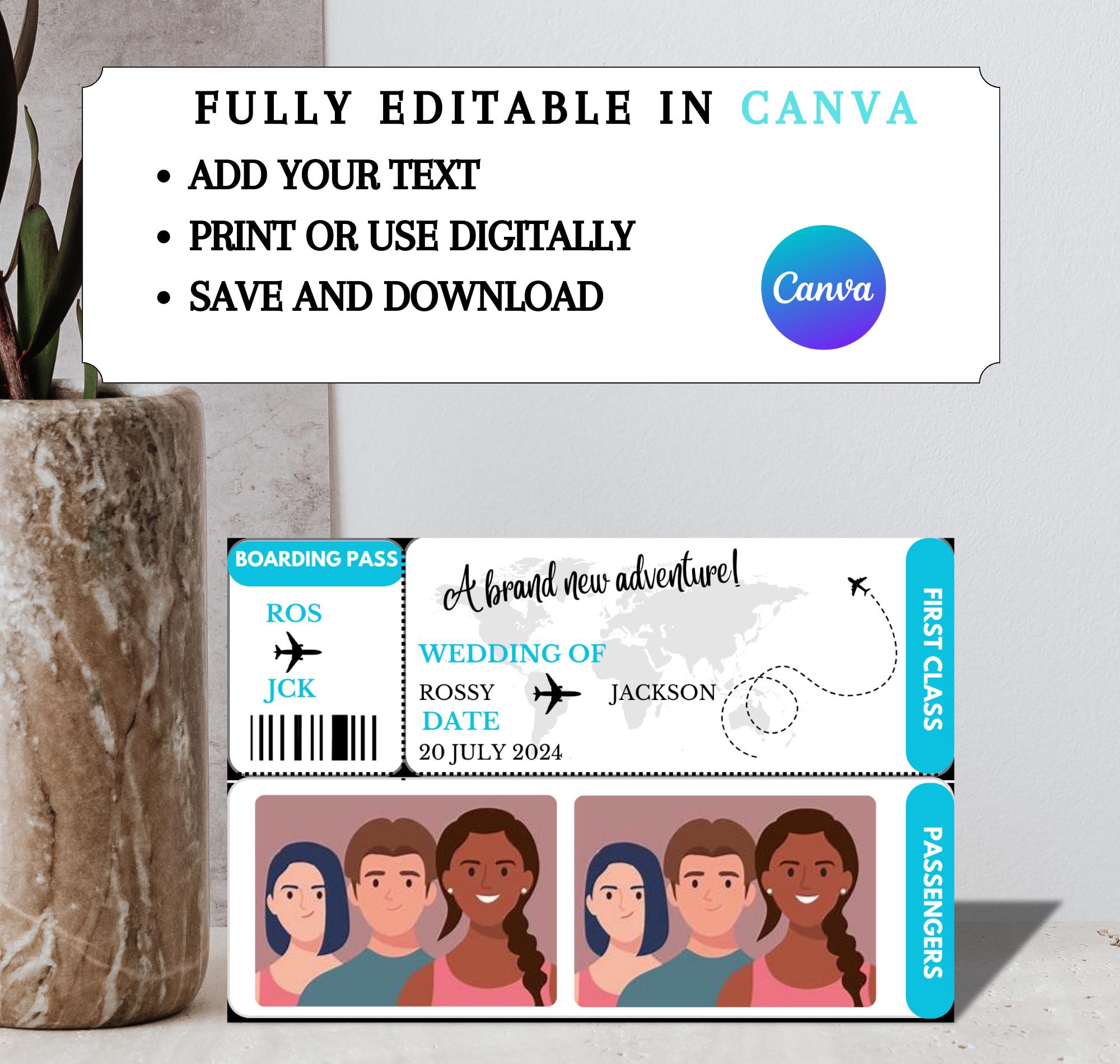 Flight Travel Photo Booth Plane Ticket Template Frame Theme , Customise ...