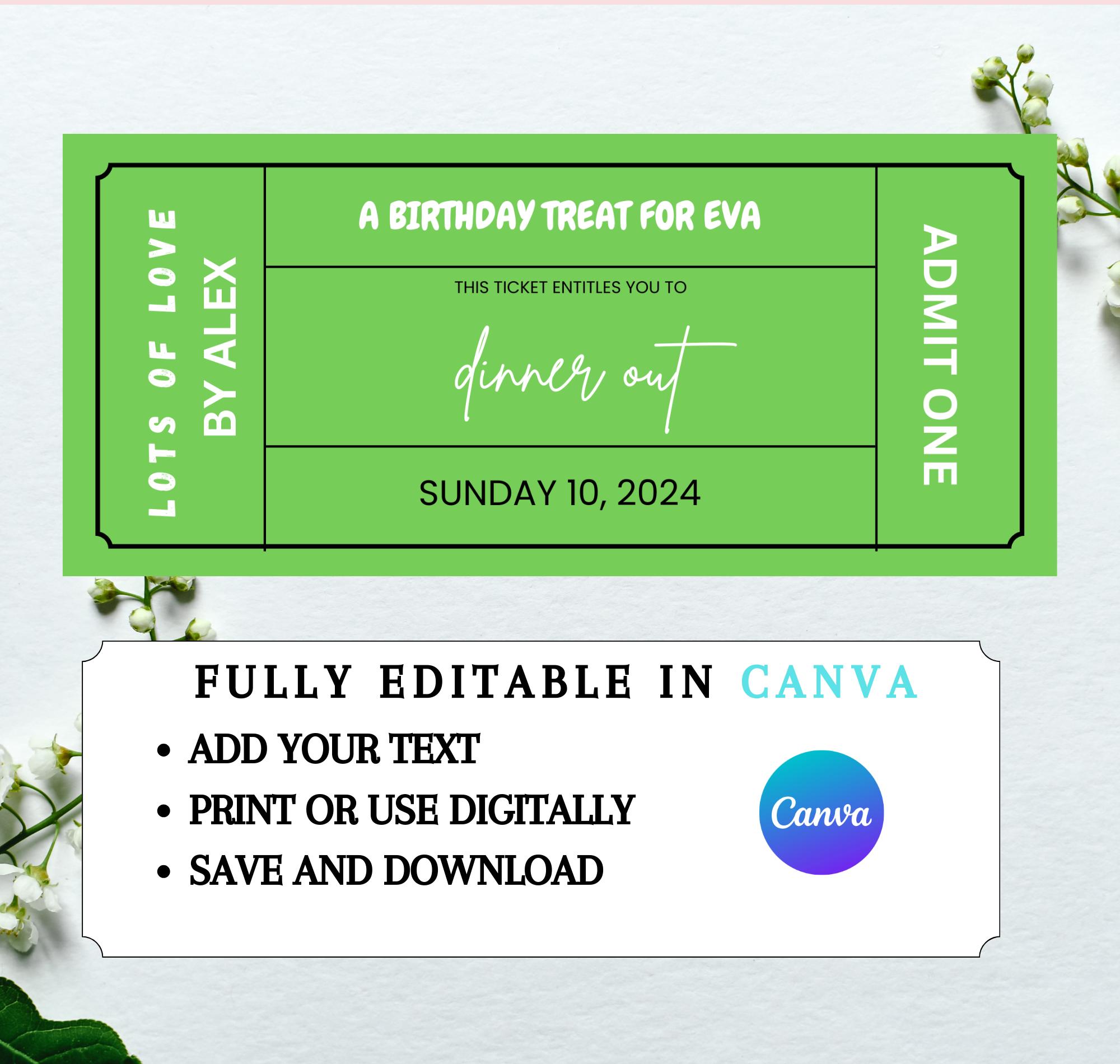 Editable Coloured Gift Vouchers , Print at Home Birthday Voucher , Date ...