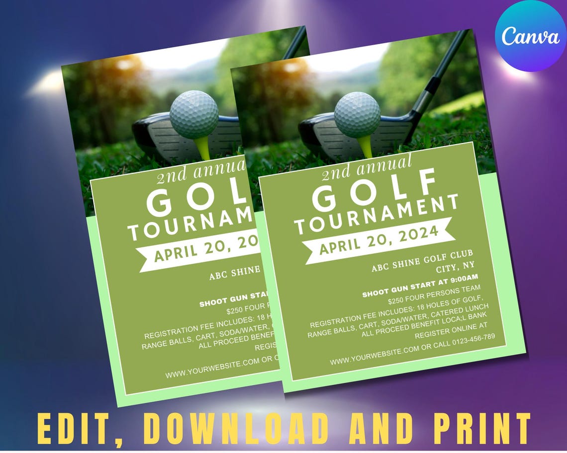 Golf Tournament Flyer Template • Golf Flyer Template | EDITABLE | Event ...