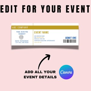 Editable Event Template , Event Ticket , Printable Event Ticket ...
