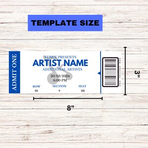 Concert Ticket Digital Download Template Fully Customizable for Print ...
