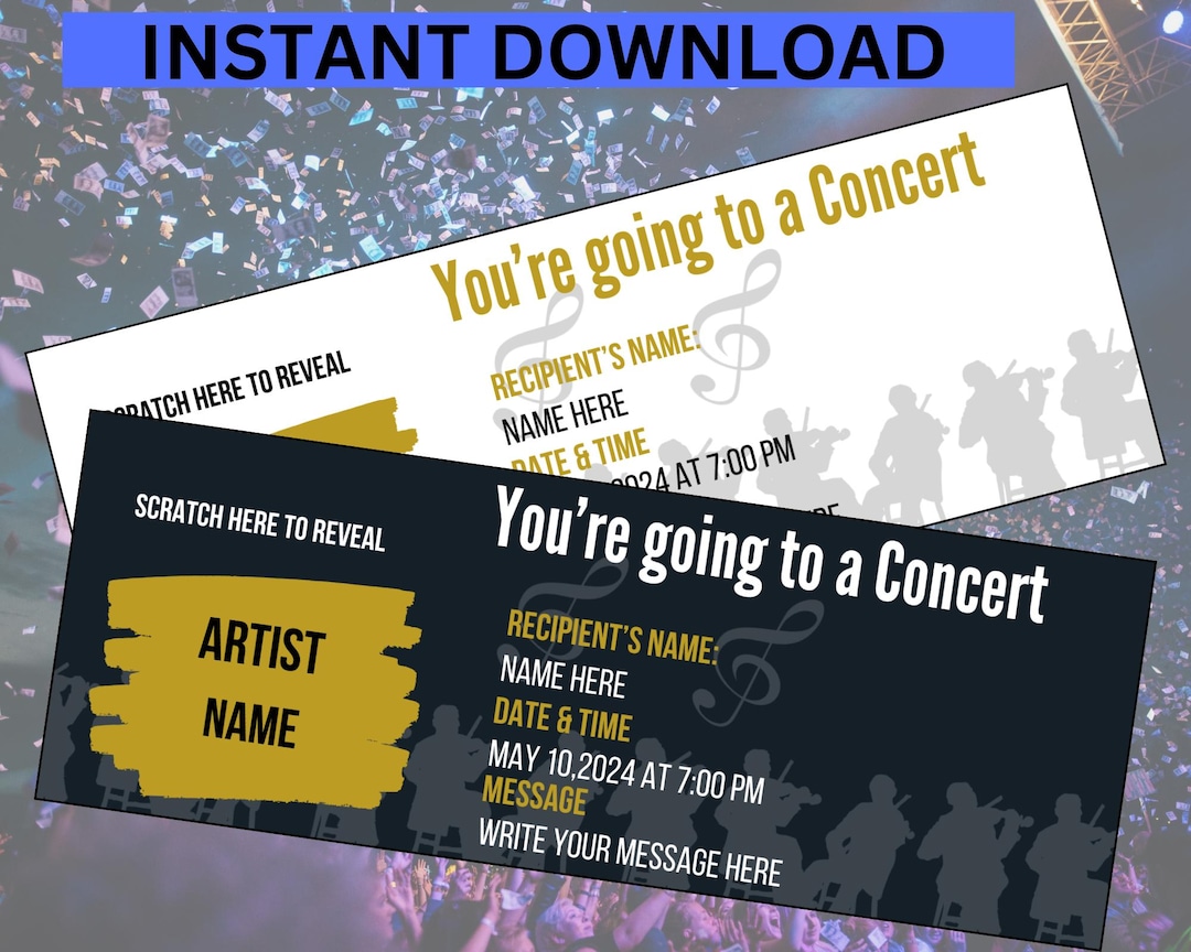 Concert Ticket Digital Download Template Fully Customizable for Print ...