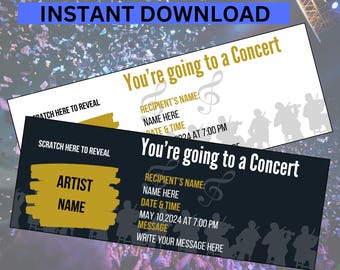 Concert Ticket Digital Download Template Fully Customizable for Print ...