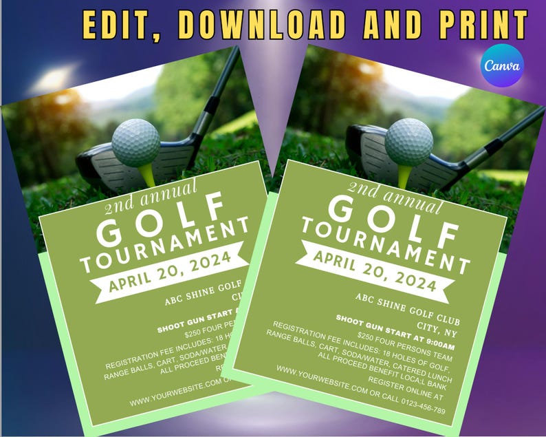 Golf Tournament Flyer Template • Golf Flyer Template | EDITABLE | Event ...