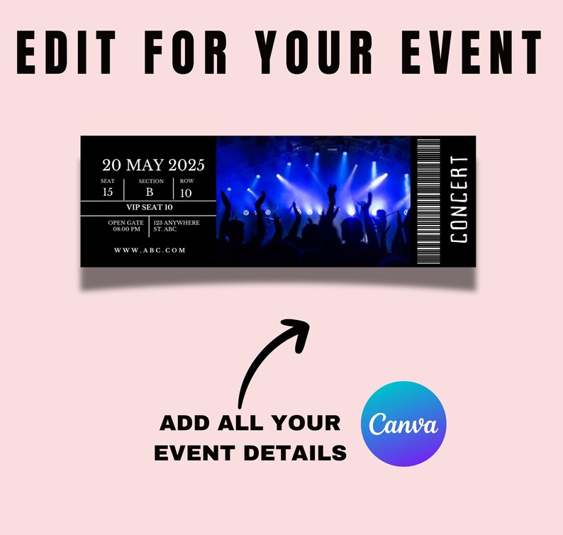 Editable Concert Template , Event Ticket , Printable Event Ticket ...