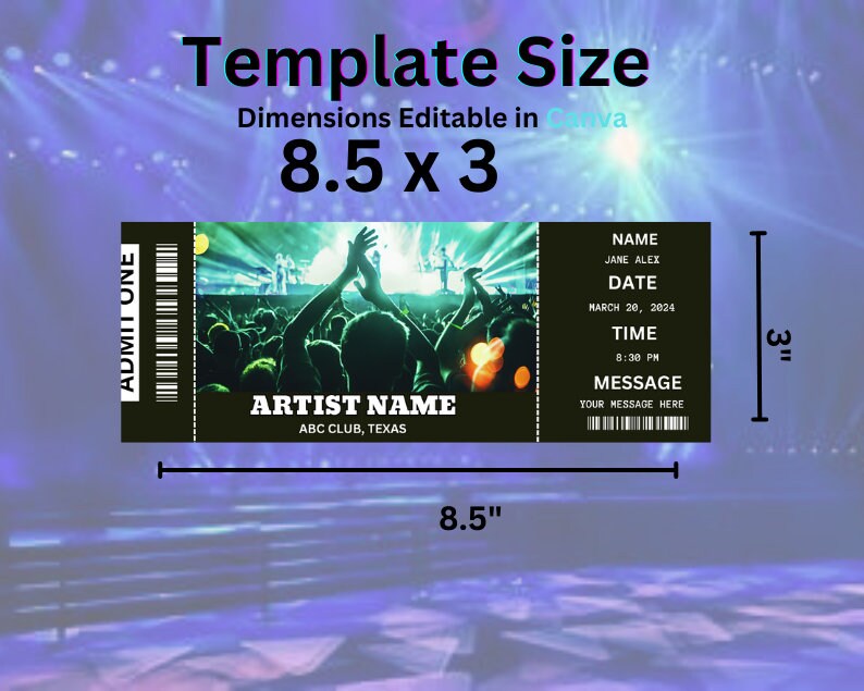 Editable Concert Ticket Template, DIY Event Ticket, Custom Concert ...
