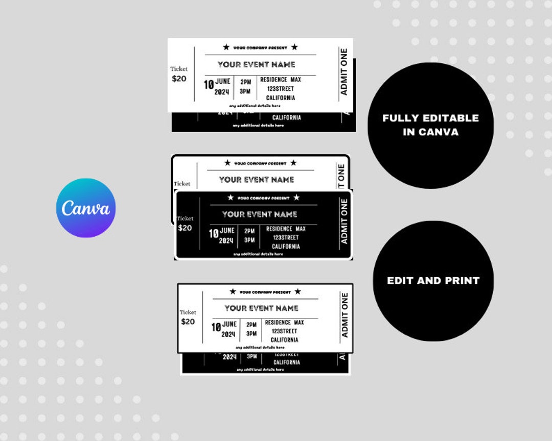 Editable Event Ticket, Event Ticket Printables, Editable Event Ticket ...