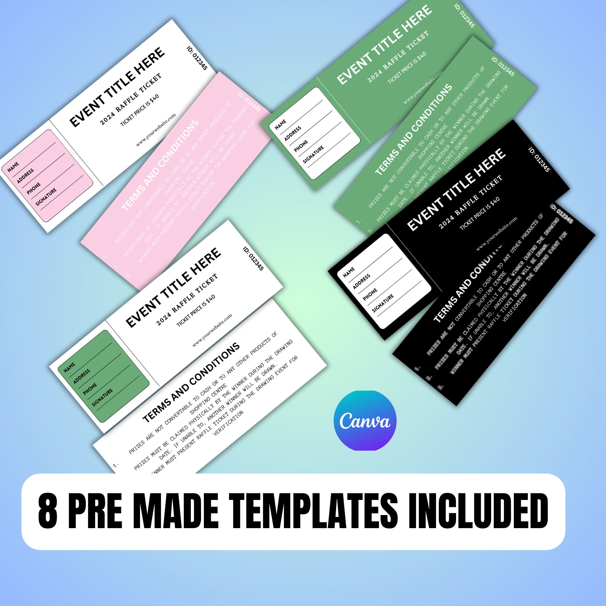 Editable Raffle Ticket, Event Raffle Ticket, Customizable Raffle Ticket ...