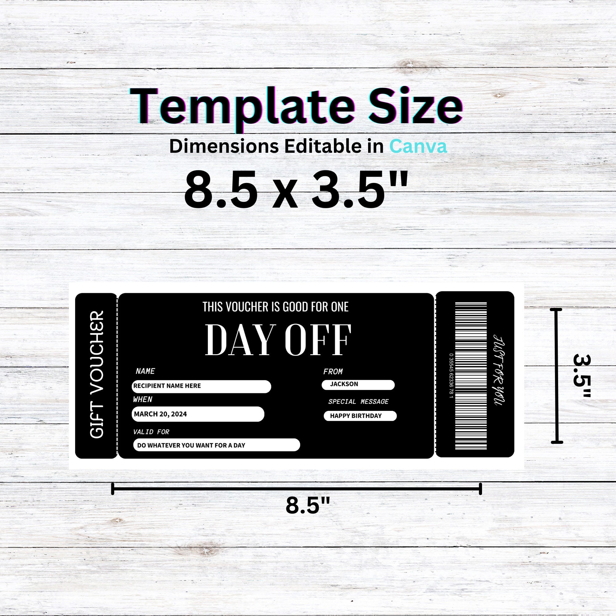 Birthday Day off Coupon Gift Certificate INSTANT DOWNLOAD EDITABLE Text ...