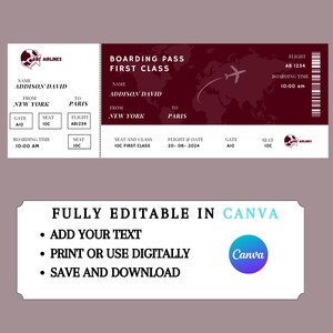 Elegant White and Burgundy Boarding Pass Ticket Folder,travel Wallet ...