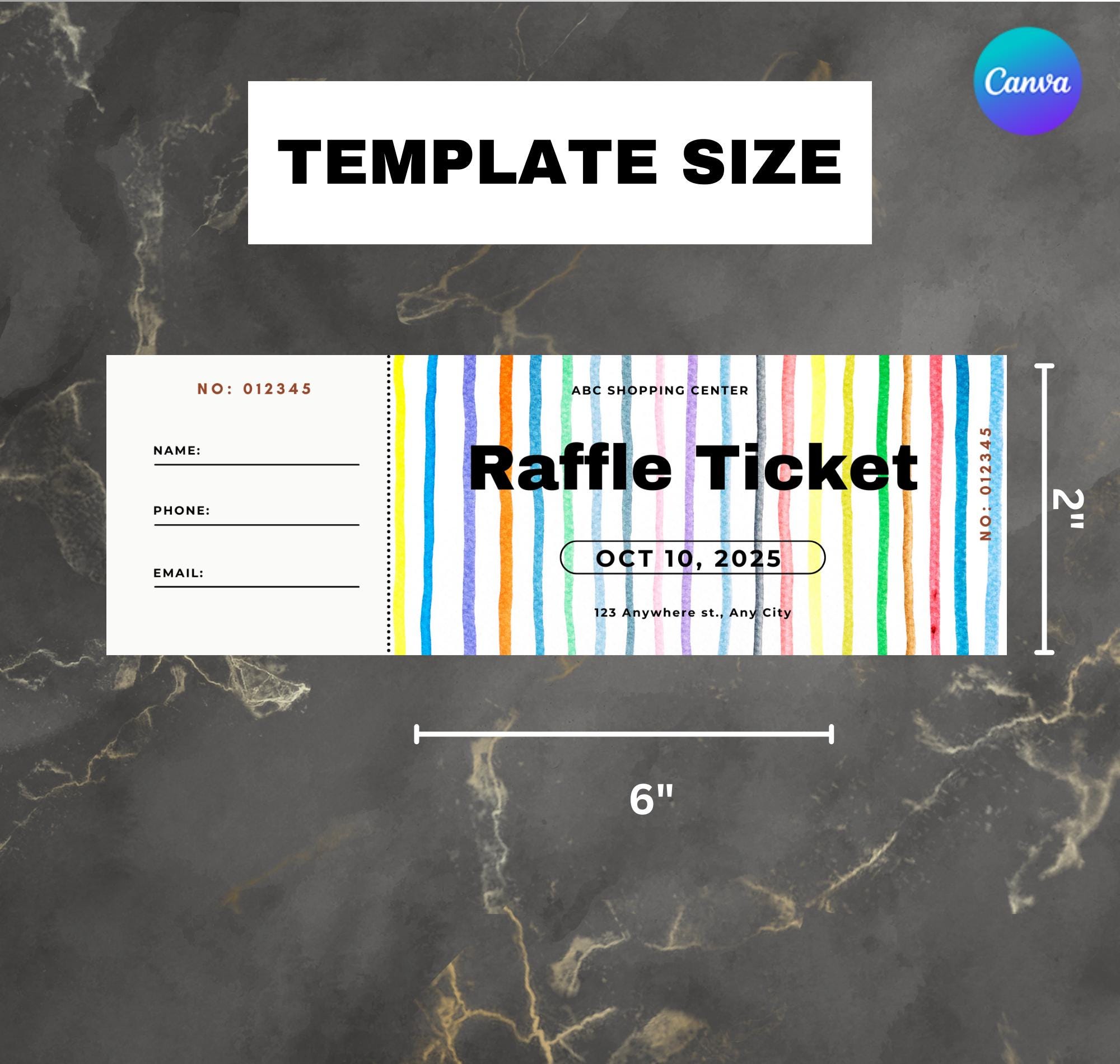 Editable Raffle Ticket, Customizable Raffle Ticket, Event Raffle Ticket ...
