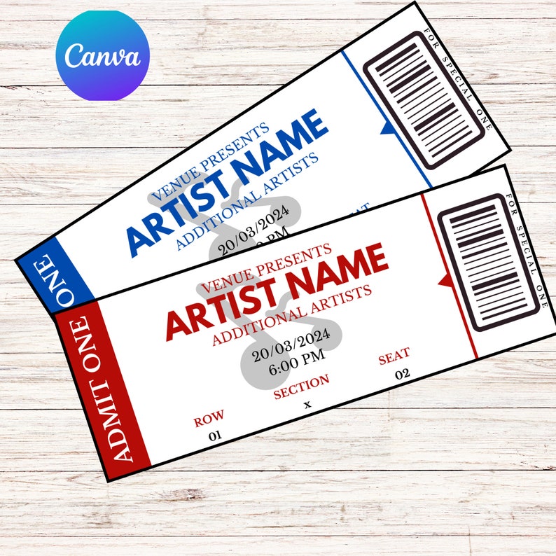 Concert Ticket Digital Download Template Fully Customizable for Print ...